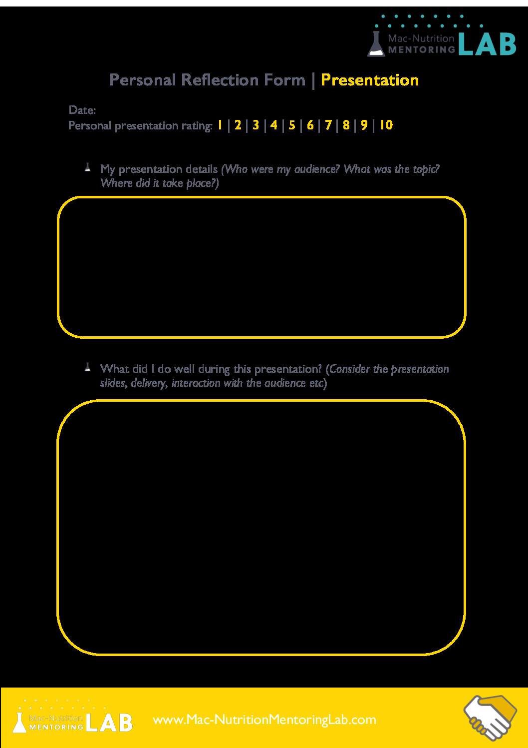 Presentation - Personal Reflection Form - Mentoring Lab - Mentoring Lab